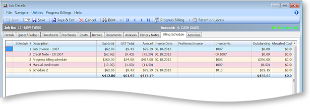 Billing Schedule Tab billing-schedule-tab